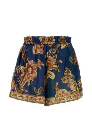 Zimmermann Aster Printed Silk Shorts - Blue