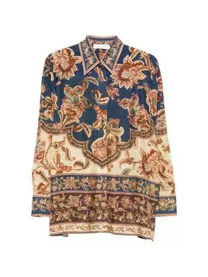Zimmermann Aster Floral-print Silk Shirt - Brown