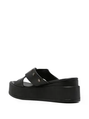 SERGIO MORETTI FIRENZE Studded Crossover Platform Mules