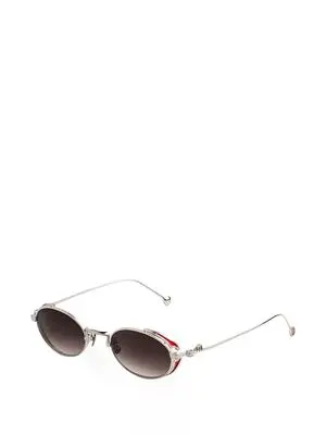 Matsuda Tone Round Frame Sunglasses With Engraved Detailing - Silver