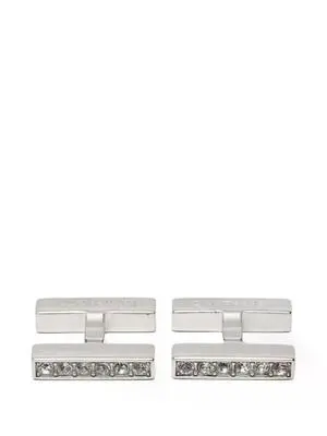 FERRAGAMO Crystal-embellished Logo-engraved Cufflinks - Silver
