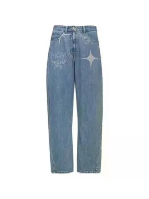 Mcm Logo Print Straight-leg Jeans