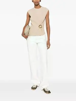 JOSEPH Pleated Ring-detail Sleeveless Top - Neutrals