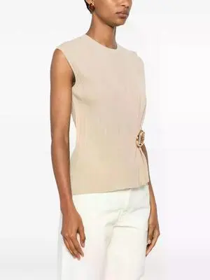 JOSEPH Pleated Ring-detail Sleeveless Top - Neutrals