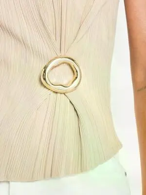 JOSEPH Pleated Ring-detail Sleeveless Top - Neutrals