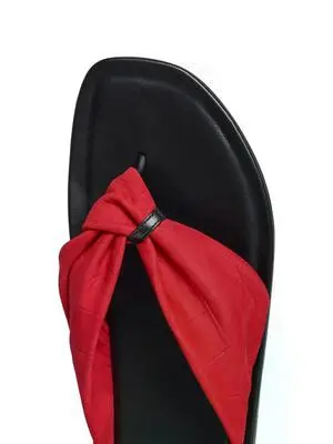 Loulou De Saison Leather Sandals With Embossed Knot Detail - Red