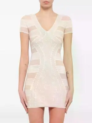 Alexander McQueen Victorian Lace Knit Mini Dress - Neutrals