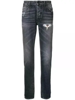 COUNTY OF MILAN Wing Jeans In Dark Grey Cotton Blend - Black
