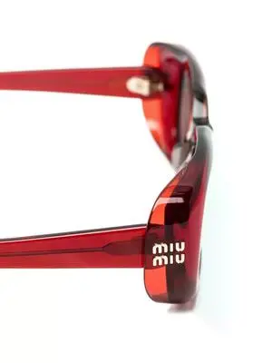 Miu Miu Rectangle Frame Sunglasses With Logo Plaque