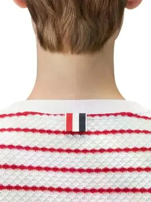 Thom Browne Honeycomb-rib T-shirt With Horizontal Stripes