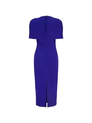 Roland Mouret Cape-overlay Crepe Midi Dress - Blue