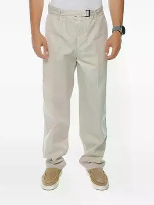 Emporio Armani Belted Straight-leg Trousers - Neutrals