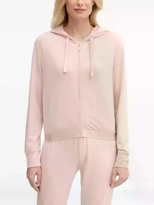 Guess Embroidered Logo Zip-up Hoodie - Pink