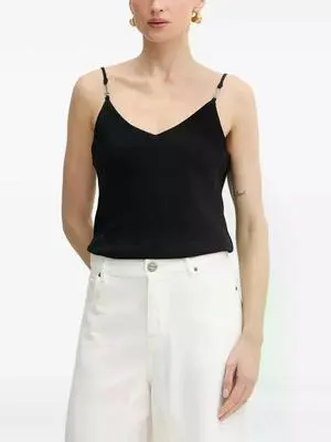 Guess Logo Lettering V-neck Tank Top - Black