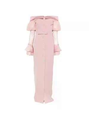 SILK LOVE & LACE Andrea Lace-panelled Off-shoulder Maxi Dress - Pink