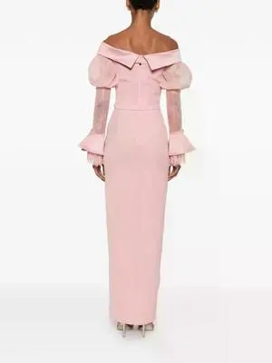 SILK LOVE & LACE Andrea Lace-panelled Off-shoulder Maxi Dress - Pink