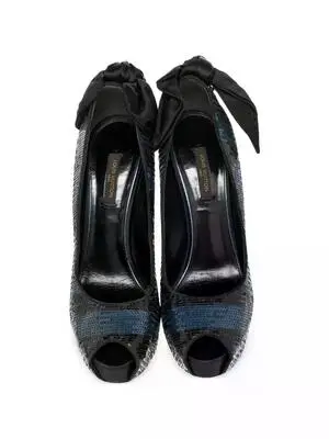 LOUIS VUITTON Sequin Bow Platform Pumps