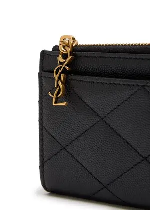 Saint Laurent Quilted Pebbled Leather Card Holder