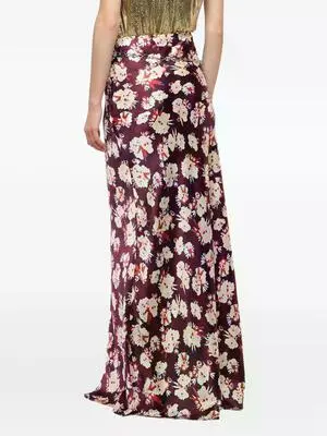 Rabanne Floral Pattern Silk Maxi Skirt - Pink