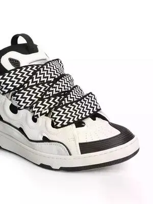 LANVIN Curb Leather Sneakers With Zigzag Laces - White