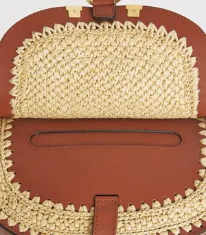 Chloé Mini Marcie Raffia-effect Shoulder Bag - Brown