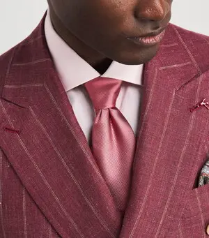 Isaia Silk Woven Neck Tie - Navy