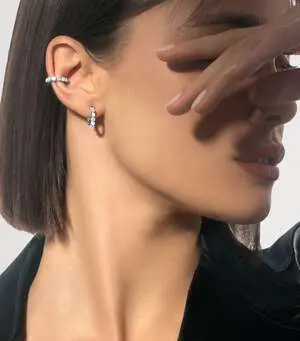 Messika D-vibes Mini Diamond And White Gold Hoop Earrings