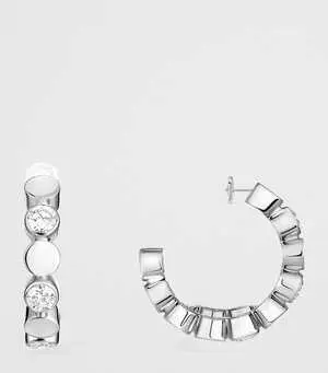 Messika D-vibes Mini Diamond And White Gold Hoop Earrings