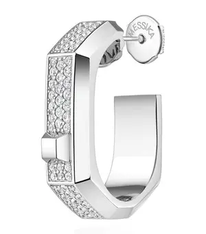 Messika Moderniste Medium White Gold And Diamond Single Hoop Earring - Silver