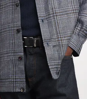 Isaia Wool-silk-linen Check Overshirt