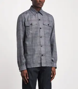 Isaia Wool-silk-linen Check Overshirt