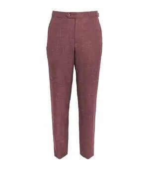 Isaia Tailored Wool-cashmere-silk-linen Trousers - Red