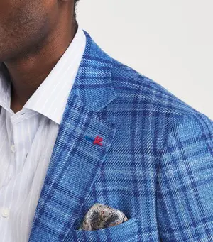 Isaia Wool-silk-linen Check Blazer