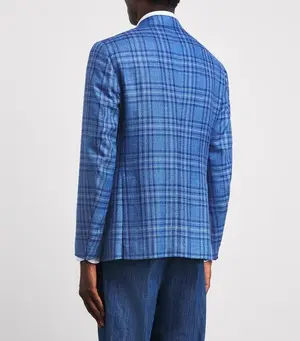 Isaia Wool-silk-linen Check Blazer
