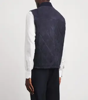 Isaia Suede Quilted Gilet
