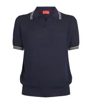 Isaia Silk-linen Polo Shirt - Blue