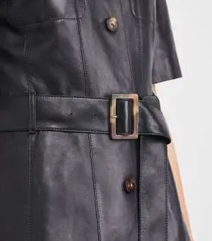 Lafayette 148 New York Leather Belted Shirt Jacket