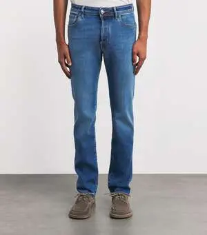 Jacob Cohen Straight Leg Jeans With Crocodile Leather Patch