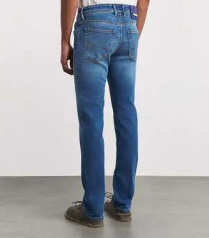 Jacob Cohen Straight Leg Jeans With Crocodile Leather Patch