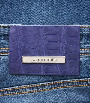 Jacob Cohen Straight Leg Jeans With Crocodile Leather Patch