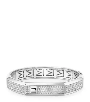 Messika Moderniste White Gold And Diamond Pavé Large Bangle - Silver