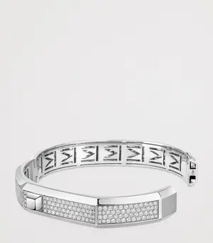 Messika Moderniste White Gold And Diamond Pavé Large Bangle