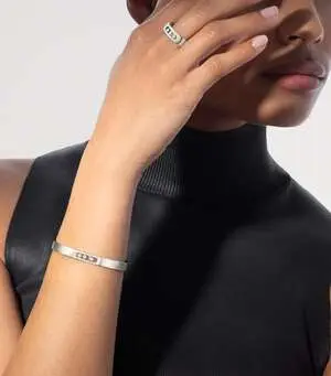 Messika Move Noa Diamond And White Gold Chiselled Bangle - Silver