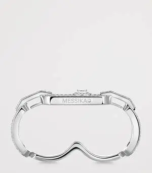 Messika So Move White Gold And Diamond Pavé Double Finger Ring
