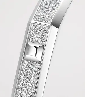 Messika Moderniste Medium White Gold And Diamond Pavé Bangle - Silver