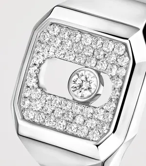 Messika Move Joaillerie White Gold And Diamond Pavé Signet Ring