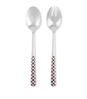 MACKENZIE-CHILDS Stainless Steel Courtly Check Bistro Salad Serving Set - Black
