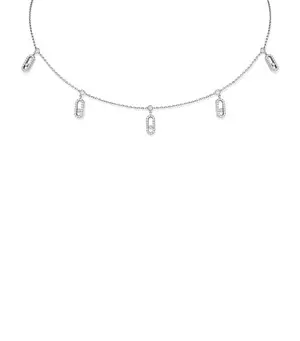 Messika Move Uno White Gold And Diamond Pavé Necklace - Silver
