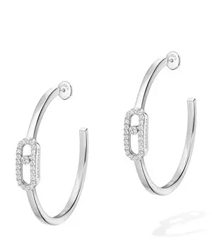 Messika Move Uno White Gold And Diamond Hoop Earrings - Silver