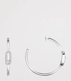Messika Move Uno Diamond Hoop Earrings In White Gold